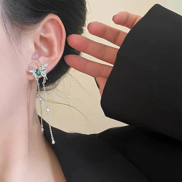 Emerald Flutter Chain Earrings – Vivori Jewels