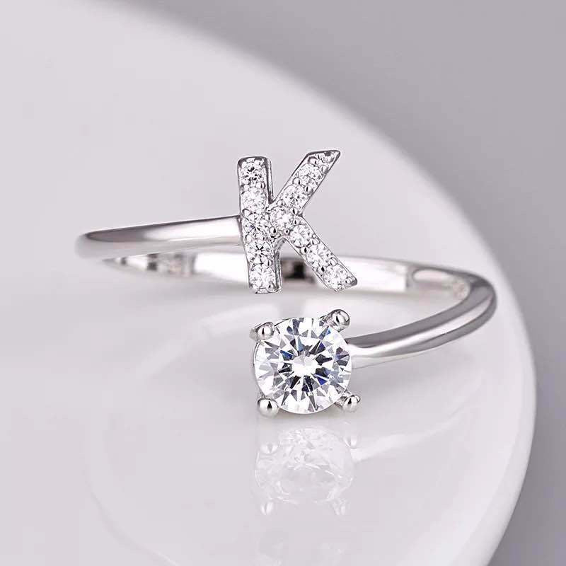 Adjustable Initial Letter Ring 26 Letters Vivori Jewels