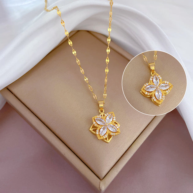 Arabella Crystal Clover Rotatable Pendant – Vivori Jewels